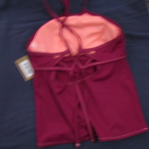 Title nine | Swim | Maroon Swim Tankini Top High Neck Strappy Back ...